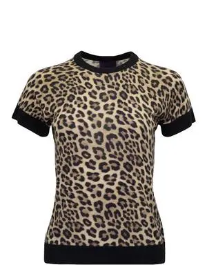 LORDS OF HARLECH Leopard Print Fine Knit Tee