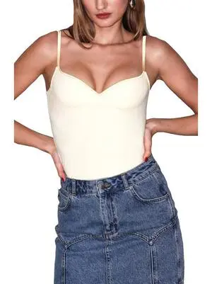 FLEUR DU MAL Scooped Neck Built-in Bra Cami - Buttercup