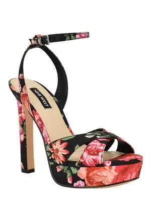 Nine West Ankle Strap Platform Sandals - Black