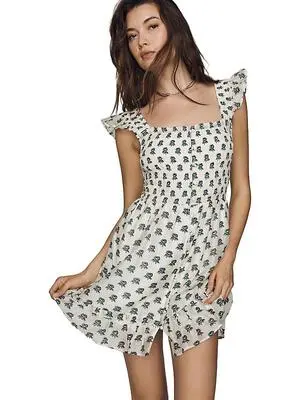 Anthropologie Peregrine Square-neck Mini Dress - Neutral Pattern