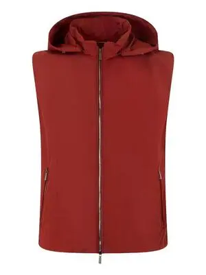 MOORER Hooded Zip-up Vest - Red