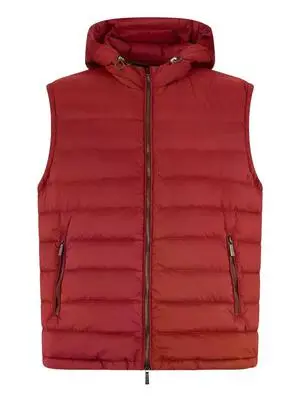 MOORER Padded Hooded Gilet - Red