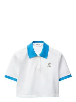 Versace Cropped Logo Polo Shirt - White