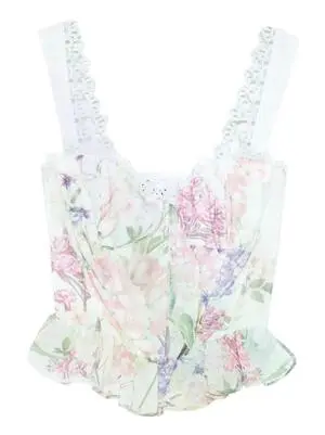 Charo Ruiz Ibiza Floret Lace Floral Top - Blue