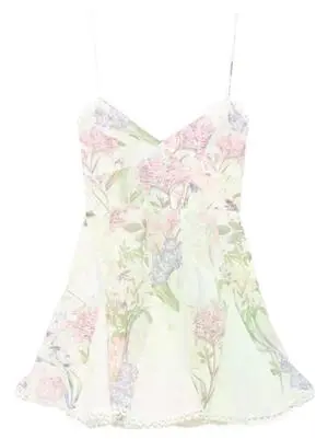Charo Ruiz Ibiza Marlene Floral-print Lace Mini Dress - Neutrals