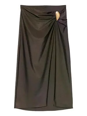 Simkhai Gathered Embellished Midi Skirt - Brown