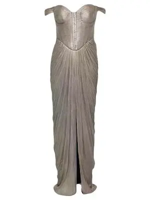 MARIA LUCIA HOHAN Susie Off-shoulder Corset Maxi Dress - Brown