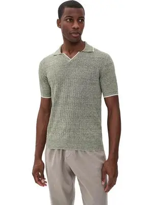 Fedeli Poldo Irlanda Cotton Linen Polo Olive
