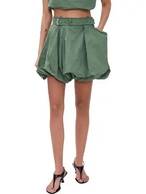 Paris Georgia Volume Bubble Mini Skirt - Duck Green