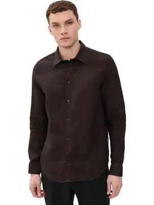 Nn07 Enzo Linen Shirt - Deep Truffle