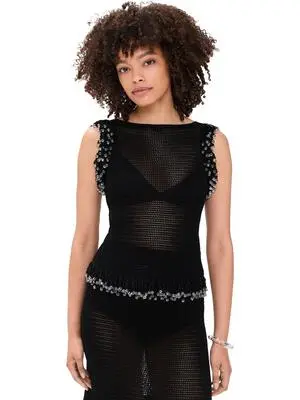 Paris Georgia Fringe Knit Top - Black