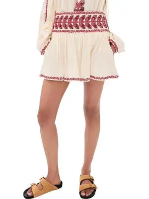 Isabel Marant Picadilia Embroidered Mini Skirt - Beige/red