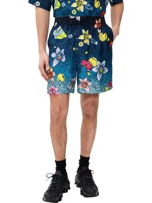 Casablanca Graphic Print Silk Shorts - Blue