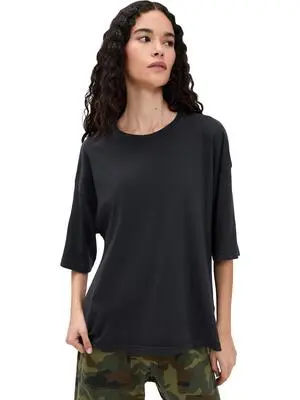 Free People Oversized Crewneck Tee Black