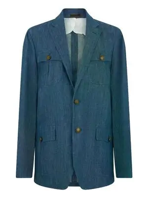 MOORER Button Pocket Blazer - Blue