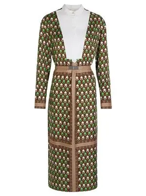 Tory Burch Printed Silk Midi Shirt Dress - Brown