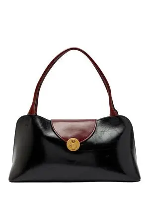 Versace Glossed Leather Shoulder Bag - Black