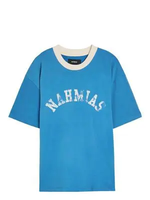 NAHMIAS Arch Ringer Logo Cotton T-shirt - Blue