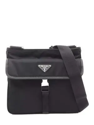 Prada 2013-2026 Saffiano Trimmed Re-nylon Crossbody Bag - Black