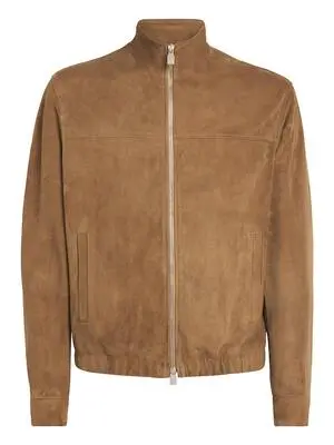 Jacob Cohen Suede Zip-up Jacket - Brown
