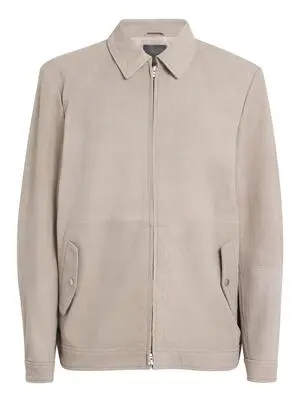 Paige Suede Bomber Jacket - Beige