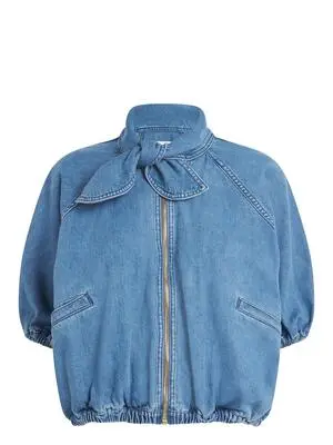 PATOU Blouson-sleeve Denim Jacket - Blue