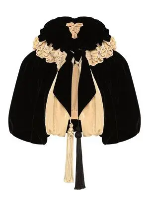Zimmermann Valiant Ruffled Velvet Cape - Black