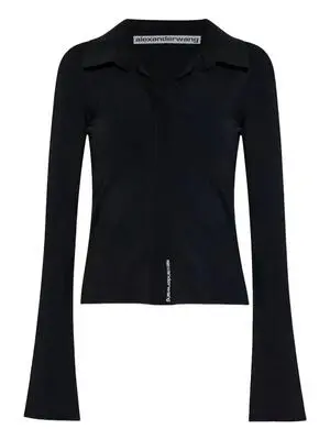 Alexander Wang Long-sleeve Polo-collar Blouse - Black