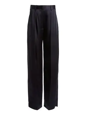Victoria Beckham Cecilia Silk Pleated Trouser - Black