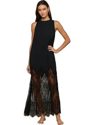 L'Agence Adalynn Maxi Dress With Lace Trim - Black