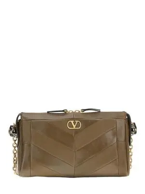 Valentino Garavani Valentino Garavani Panthea Quilted Leather Bag With Swarovski® Crystal Embellishments Mud