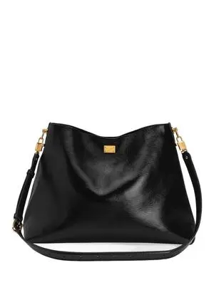 Dolce & Gabbana Vittoria Large Bag In Leather - Black