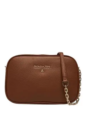 Patrizia Pepe Grained Leather Mini Camera Bag - Brown