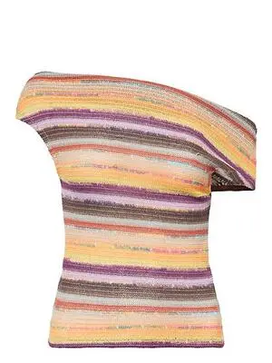 JADED LONDON Striped Off-shoulder Stretch-knit Top - Multi