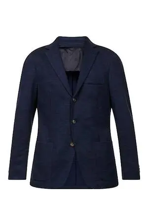 Eleventy Single-breasted Detachable-bib Cotton-blend Jacket - Blue