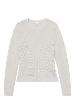 REISS Pointelle-detail Knitted Top - Ivory