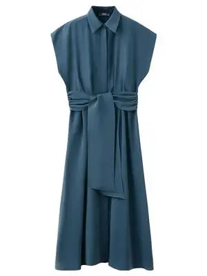 Mango Belted Shirtdress - Blue
