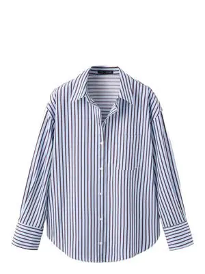 MANGO Stripe Cotton Blend Shirt