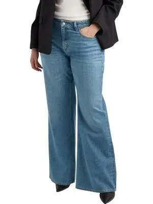 Mango Mid-rise Flare Jeans - Medium Blue