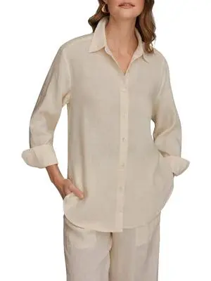 Donna Karan New York Linen Button-up Shirt - Buttercream