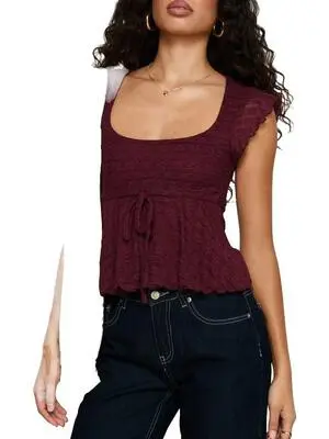 Princess Polly Auroraah Ruffle Babydoll Crop Top - Cherry