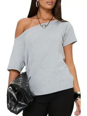 Princess Polly Off-the-shoulder Top - Grey