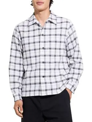 THEORY Button-up In Checked Cotton Shirt