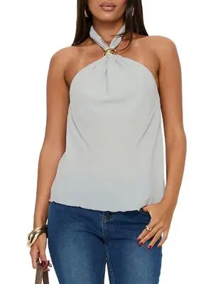Princess Polly Hardware Halter Top - Grey