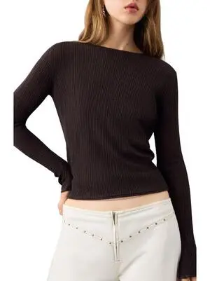 Mango Ribbed Semisheer Sweater - Brown