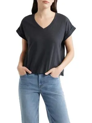 CITY BLUES V-Neck Short Sleeve T-Shirt Black