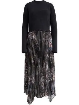 ALLSAINTS Donatella Long Sleeve 2-in-1 Sweater & Dress Set - Ripple Gold Black