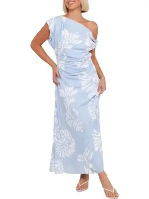 PETAL & PUP Apryl Floral One-shoulder Maxi Dress - Shell Print