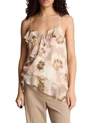 KENNETH COLE Floral Ruffle Camisole - Pastel Yellow Multi