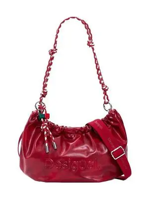 Desigual Logo Embossed Shoulder Bag With Card Holder - Red